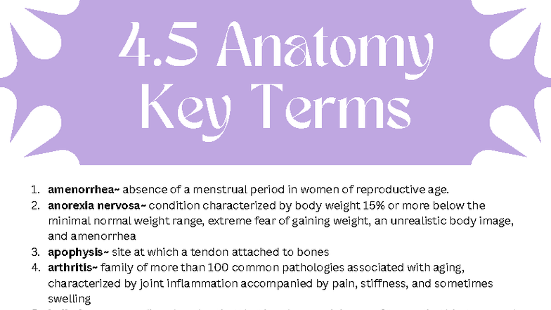 Anatomy Key Terms: Menstrual Disorders & Related Conditions - Studocu