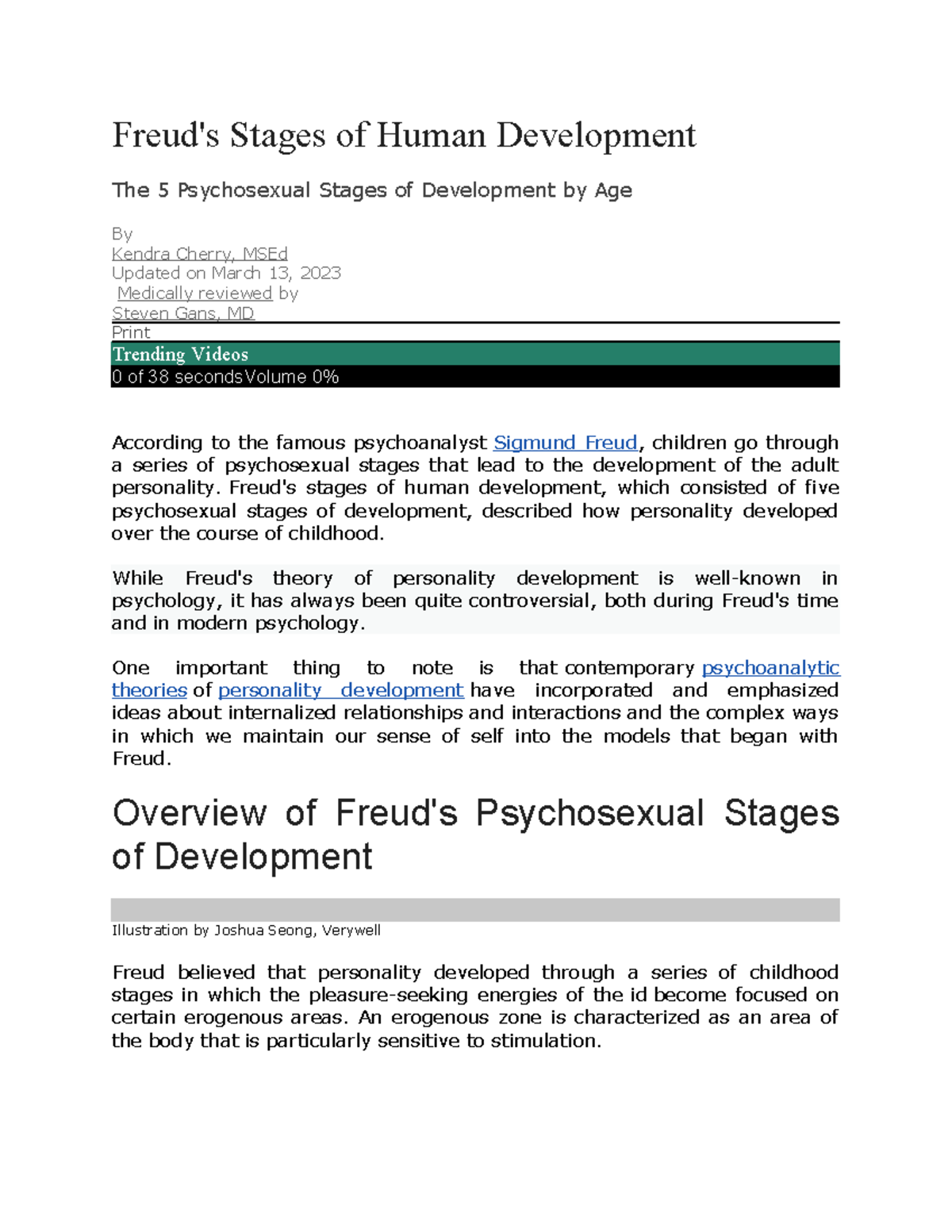 Freud's Psychosexual Development Stages: Comprehensive Report - Studocu