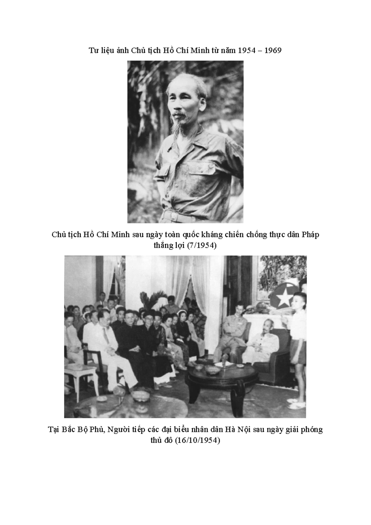Tư liệu ảnh về Chủ tịch Hồ Chí Minh (1954-1969) và các hoạt động nổi ...