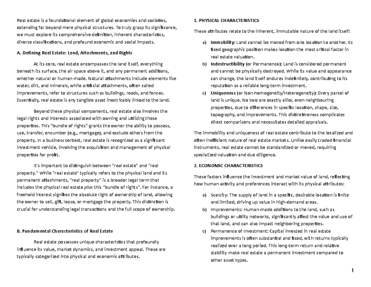 Real Estate Fundamentals: Characteristics, Classifications, and Impacts ...
