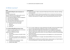 A Level Questions by Topic - 3 What is business? Topic Exam Questions 3 ...