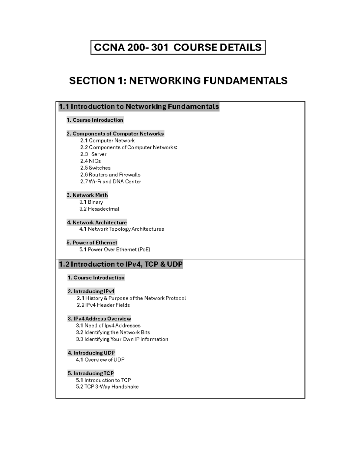 CCNA Complete Course - this is notes - CCNA 200- 301 COURSE DETAILS ...