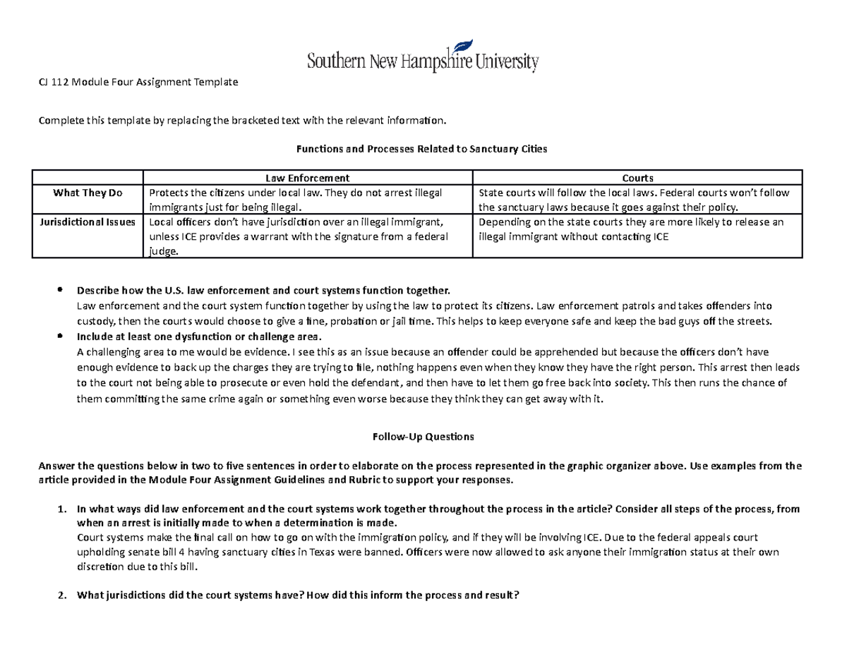 Module 4 assignment intro to CJ - CJ 112 Module Four Assignment ...
