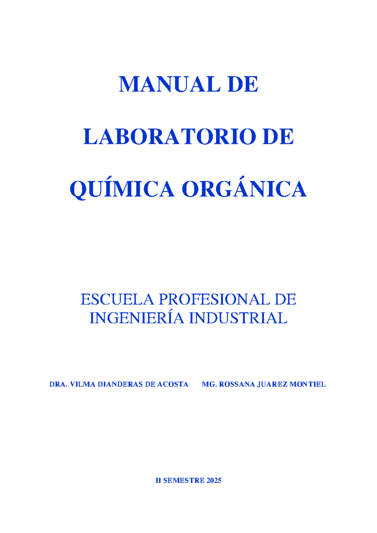 Manual de Laboratorio de Química Orgánica - EPII - 2025-B - Studocu