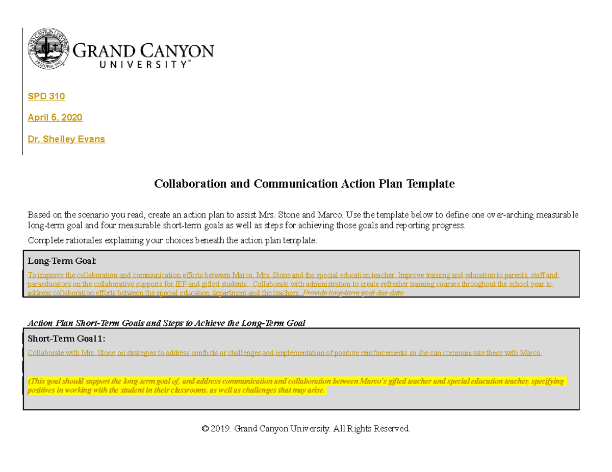 SPD-310 Collaboration and Communication Action Plan Tami - SPD 310 ...