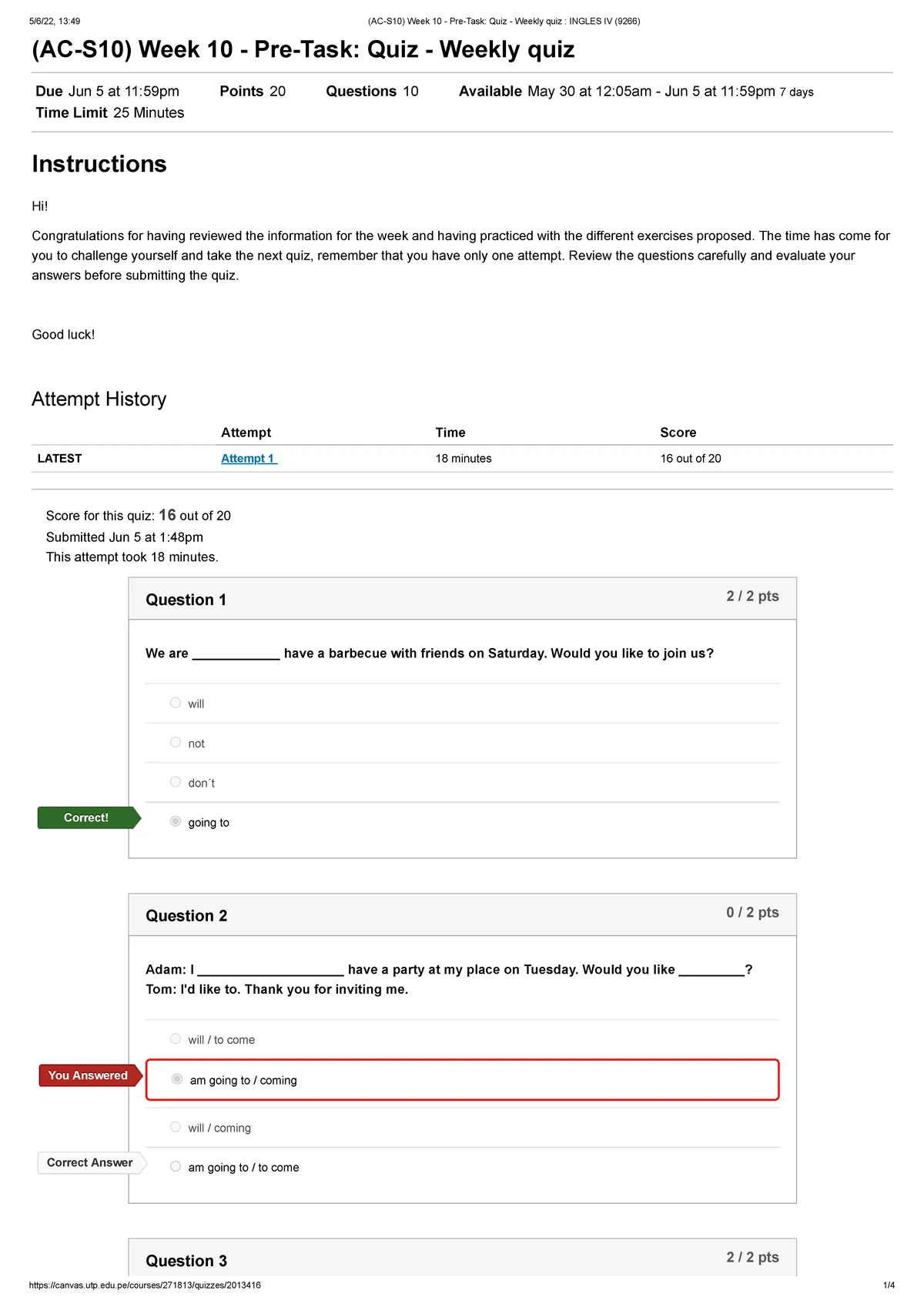 (AC-S08) Week 08 - Pre-Task Quiz - Weekly quiz Ingles IV (20825) - (AC-S08) Week 08 - Pre-Task ...