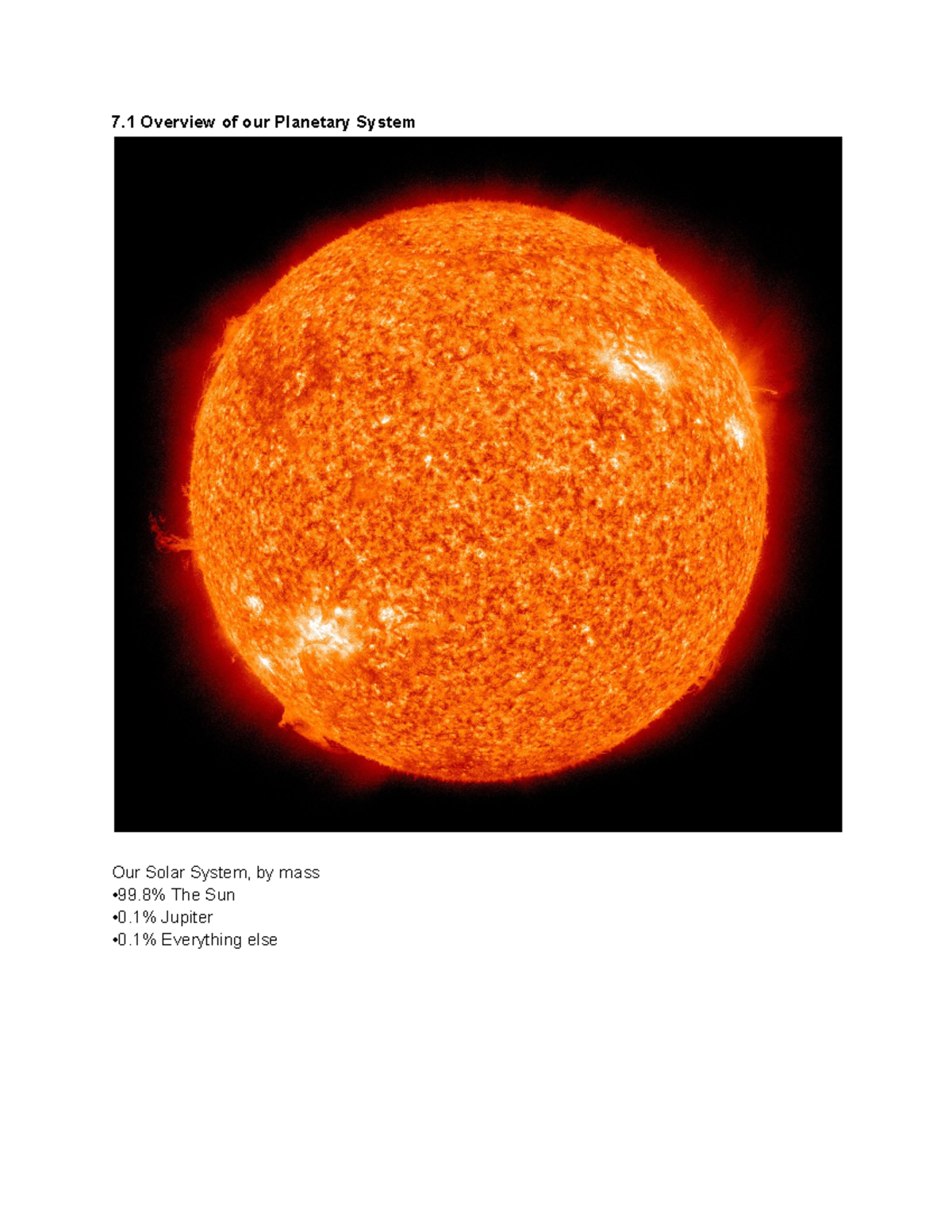 Chapter 7: Overview of the Solar System and Planetary Formation - Studocu