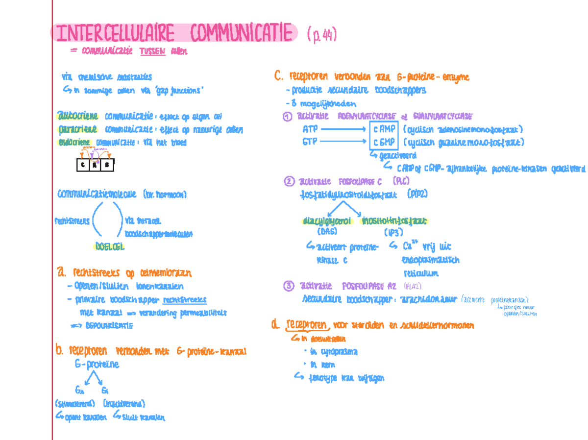 Intercellulaire Communicatie en Celmembraan Mechanismen - Studocu