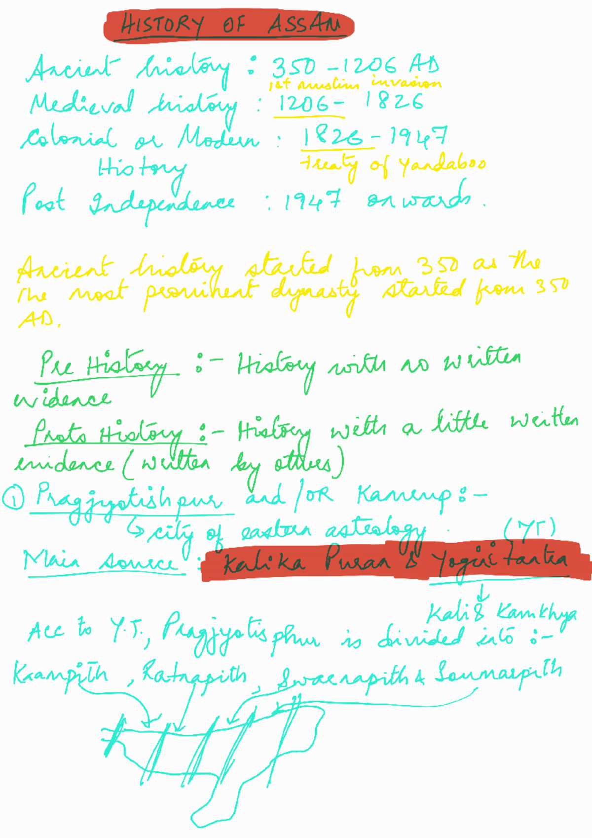 Assam History note - Handwritten note - HISTORY OF ASSAM Ancient ...