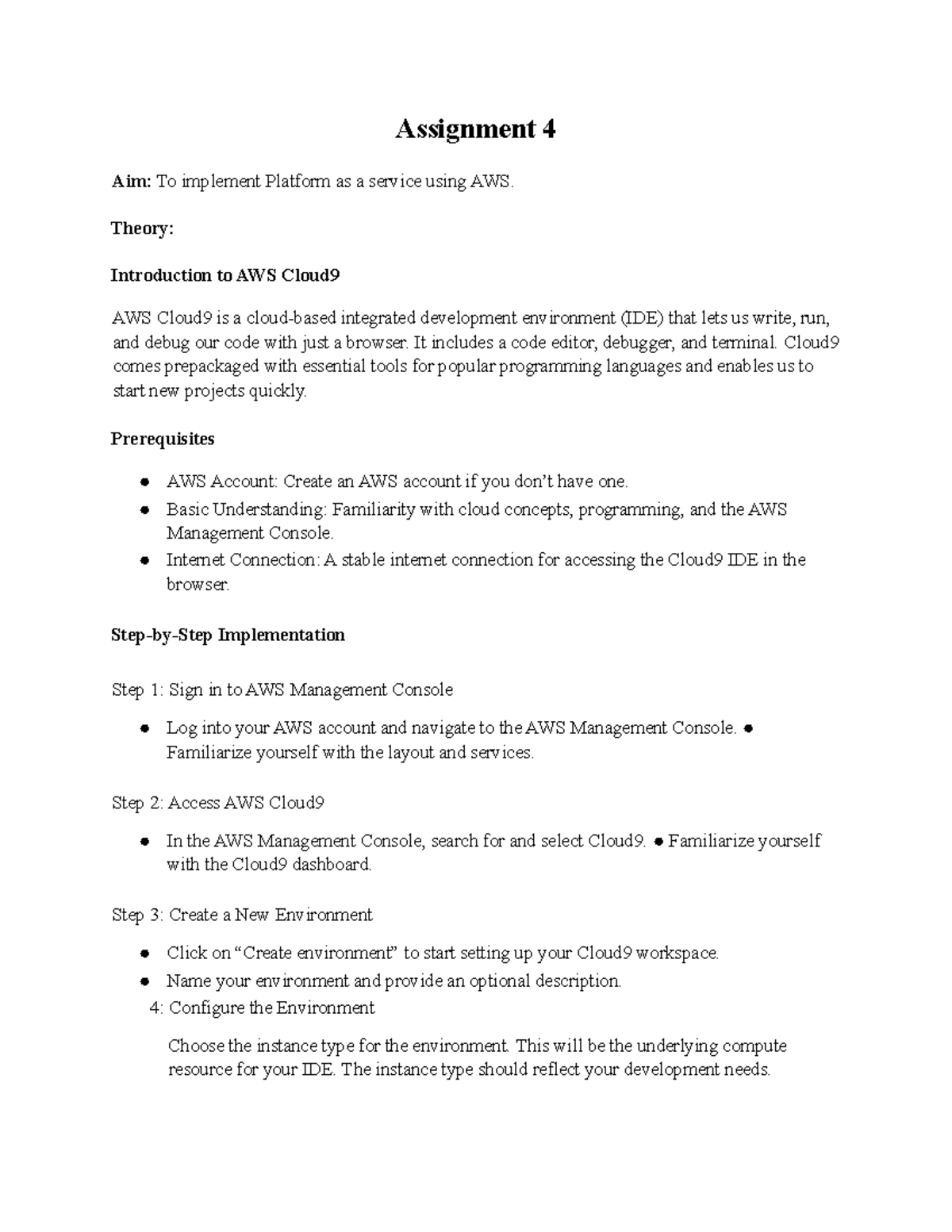 CCL-4 - The lab assignment for the subject cloud computing - Assignment 4 Aim: To implement ...