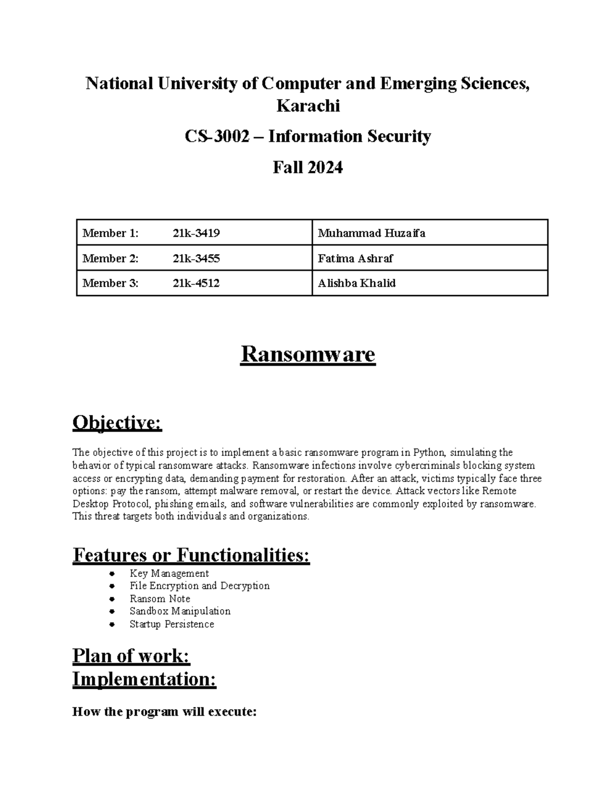 IS Project Proposal - National University of Computer and Emerging ...