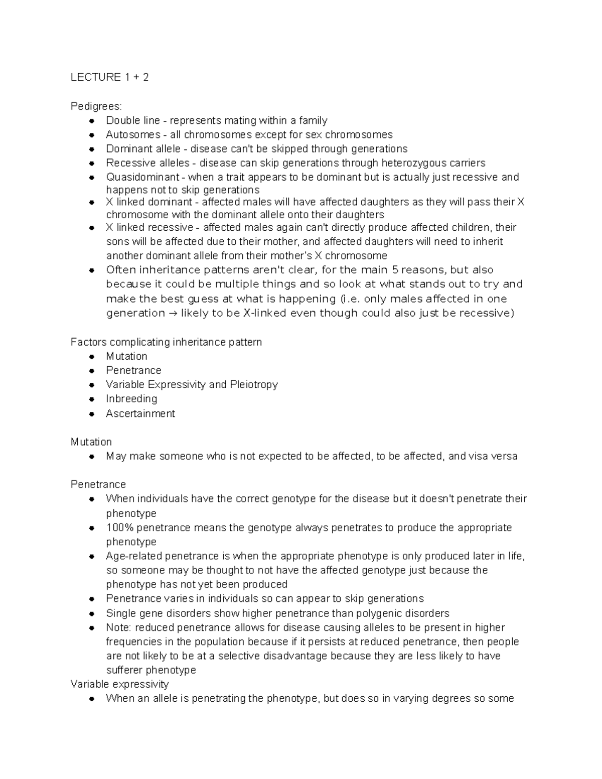 Genetics 101: Lecture Notes on Pedigrees and Chromosome Abnormalities ...