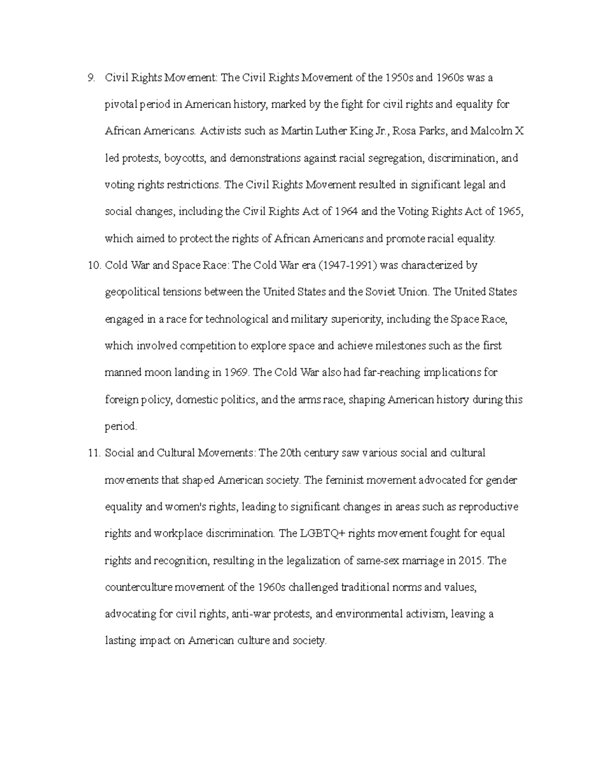 American History 2 - Key Lecture Notes on Civil Rights & Cold War - Studocu
