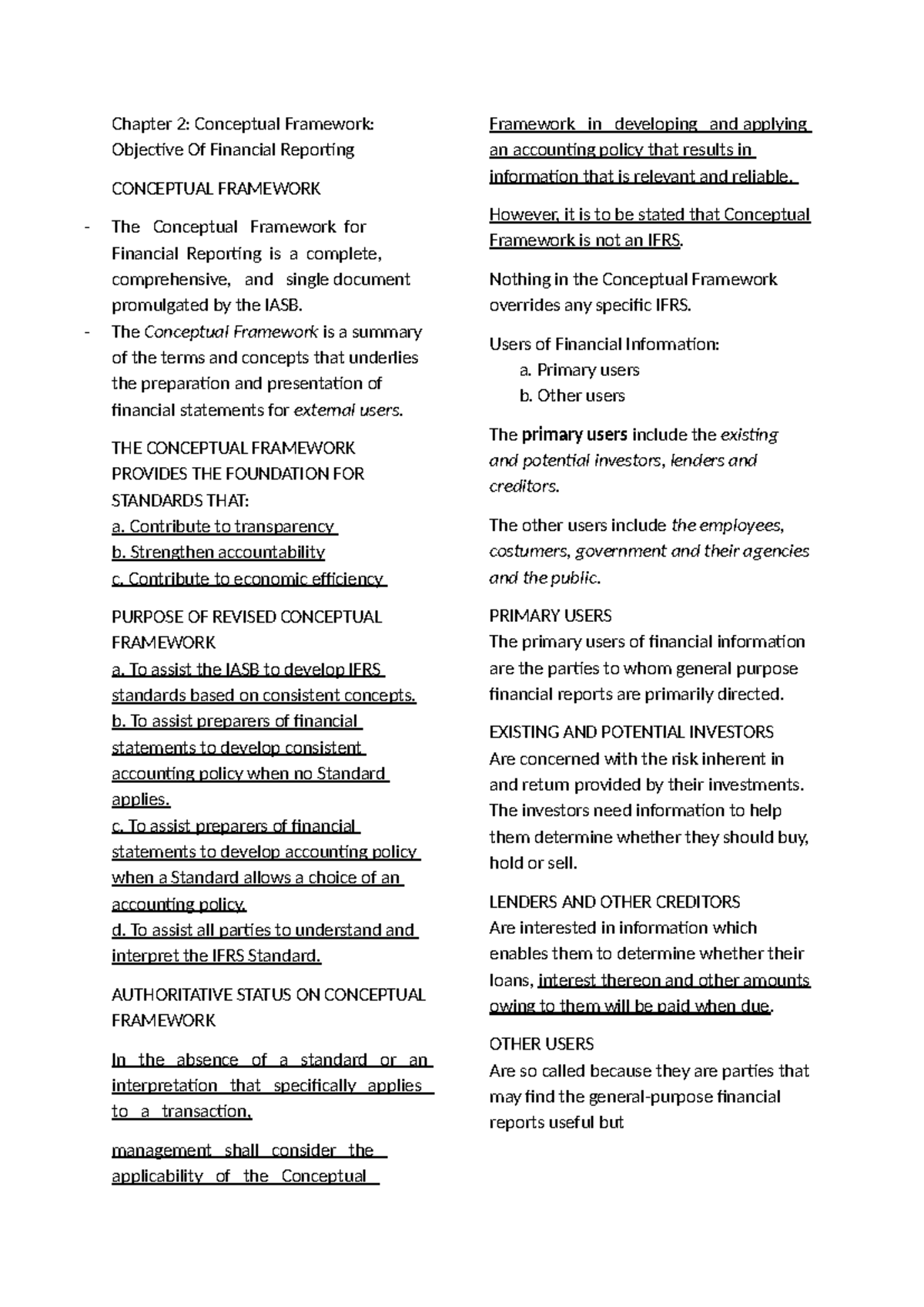 Chapter 2: Objective of Financial Reporting in the Conceptual Framework ...