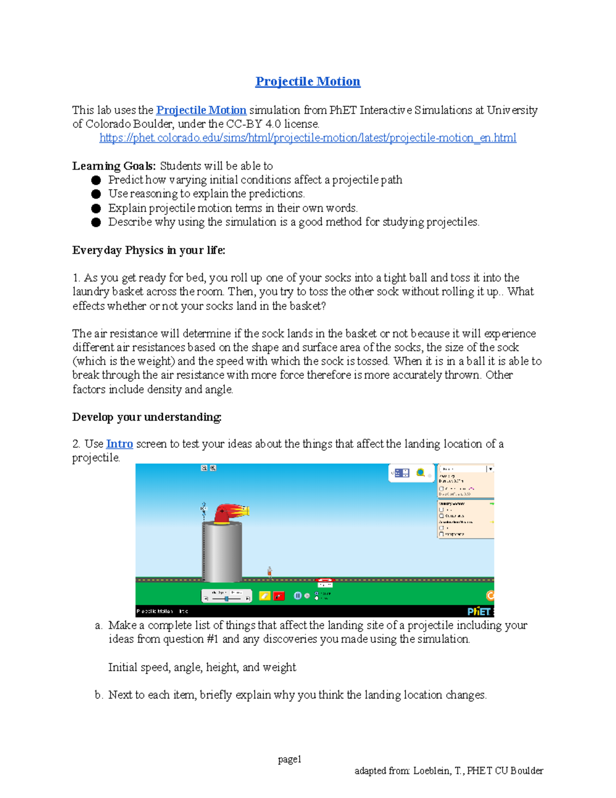 Projectile Motion Lab: Exploring Paths & Factors in Physics 2021 - Studocu