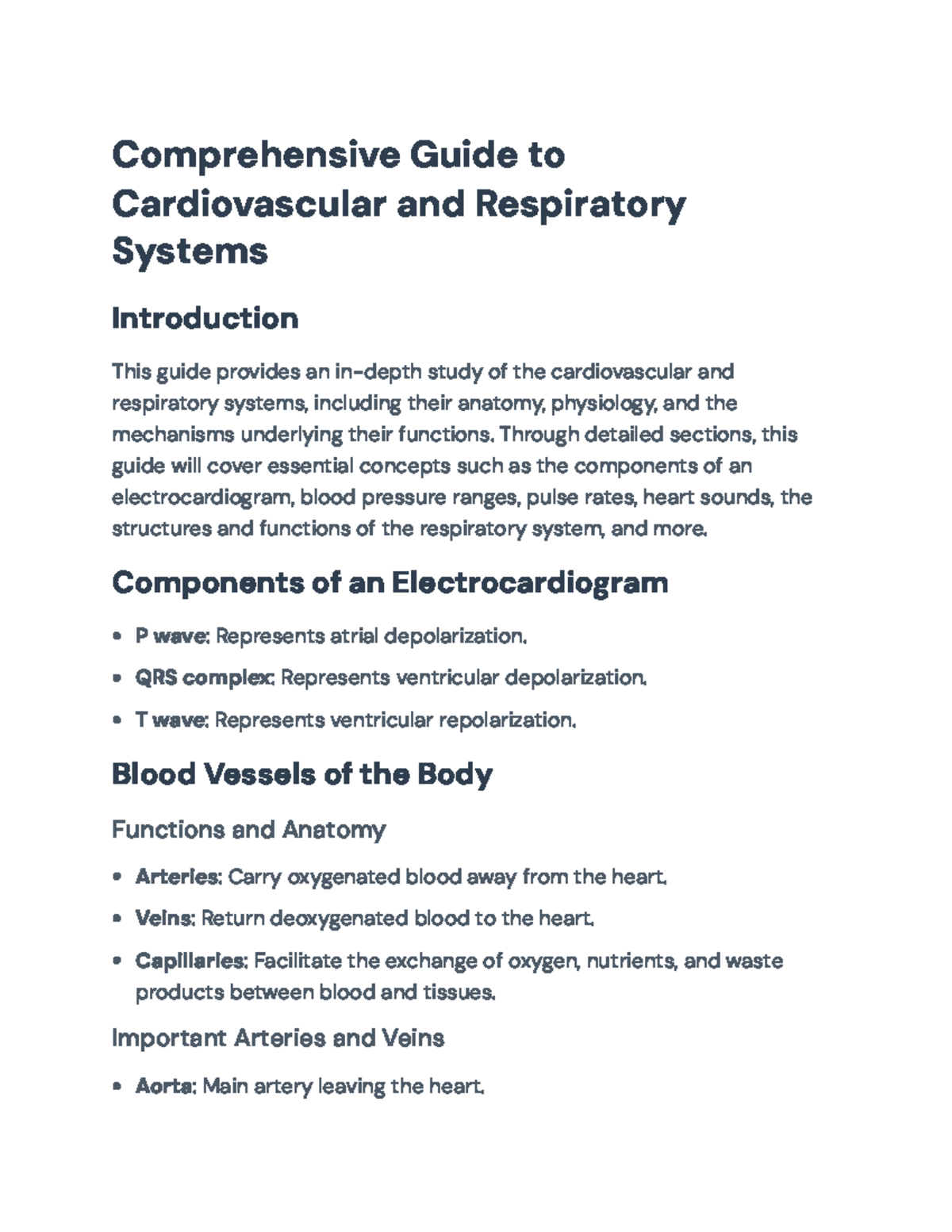 Comprehensive Study of Cardiovascular and Respiratory Systems ...