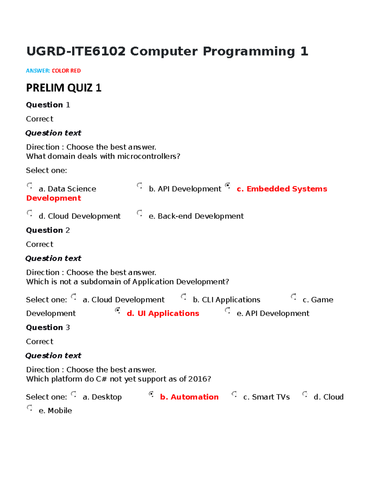 UGRD-ITE6102 Computer Programming 1 Answer - UGRD-ITE6102 Computer ...