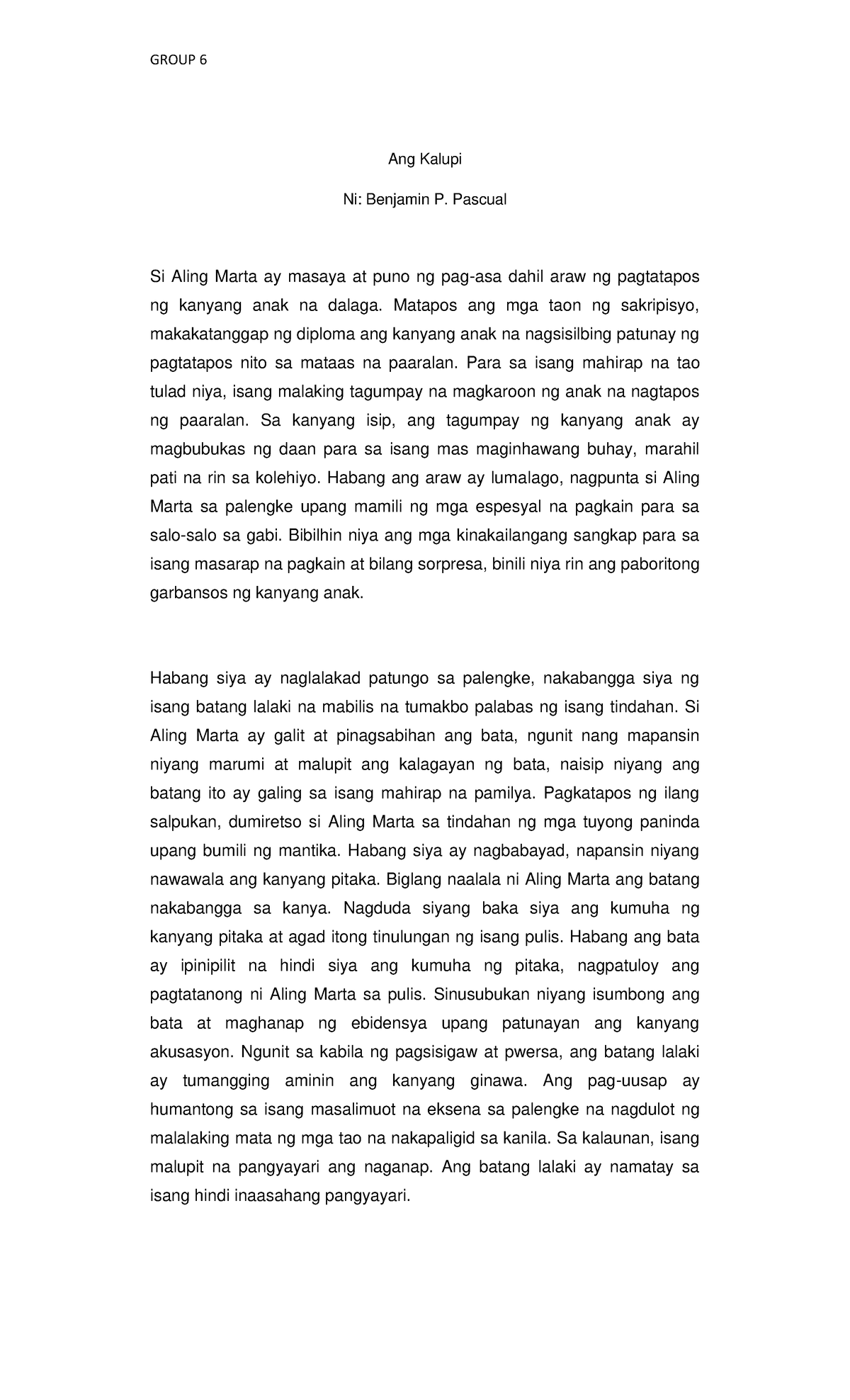 ang kalupi summary - GROUP 6 Ang Kalupi Ni: Benjamin P. Pascual Si ...