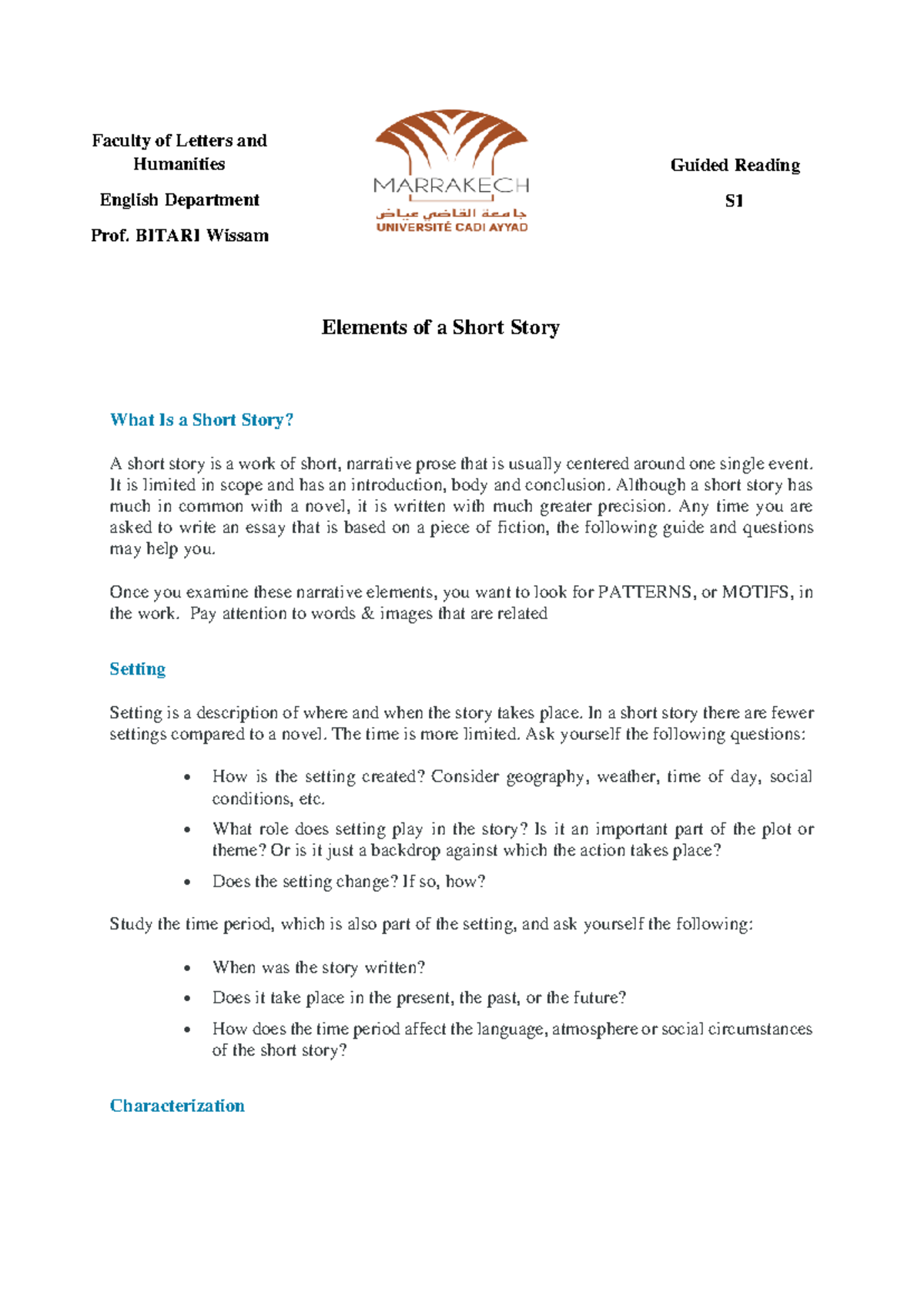 Analyzing Short Stories: Key Elements & Techniques for ENG101 - Studocu