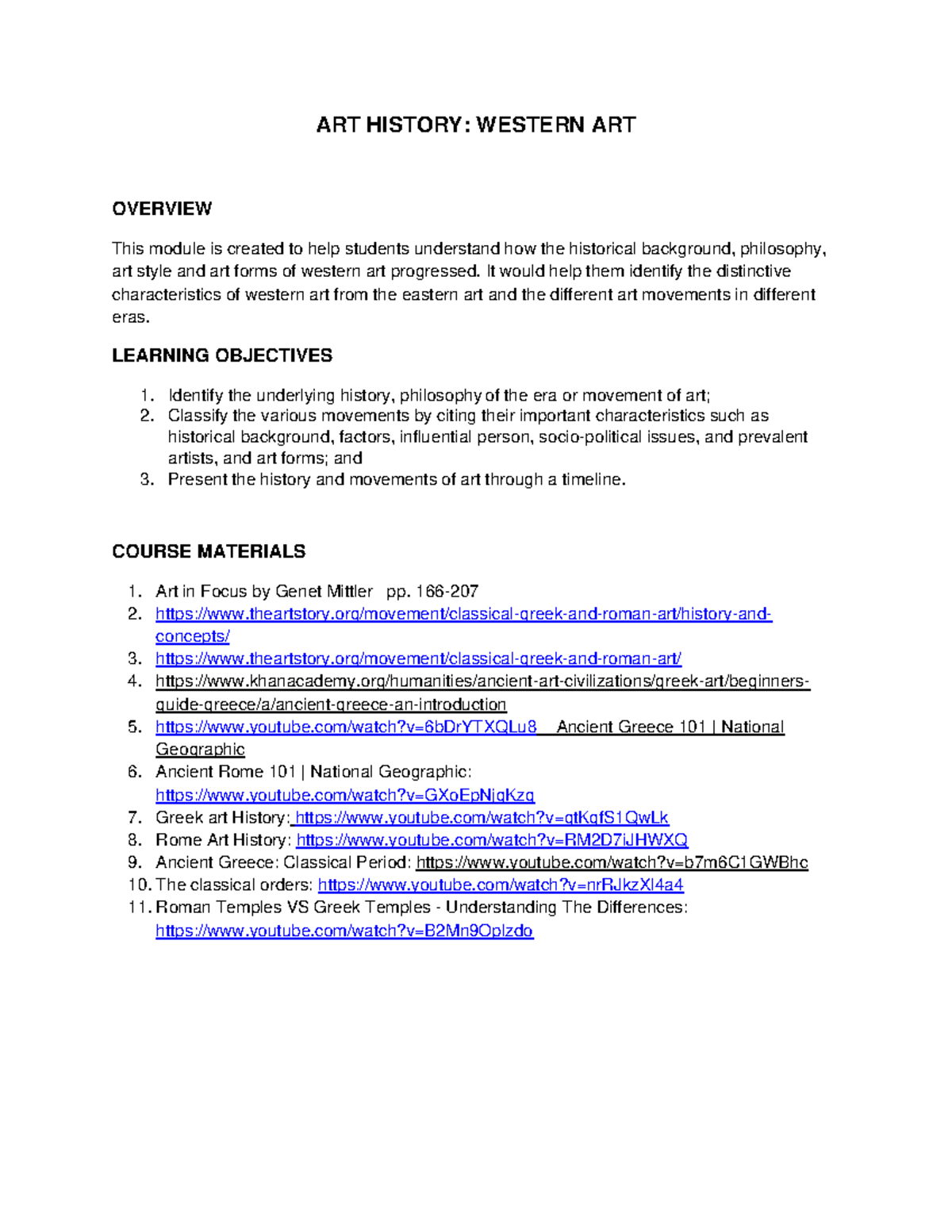Module 5 - History of Western Art - ART HISTORY: WESTERN ART OVERVIEW ...