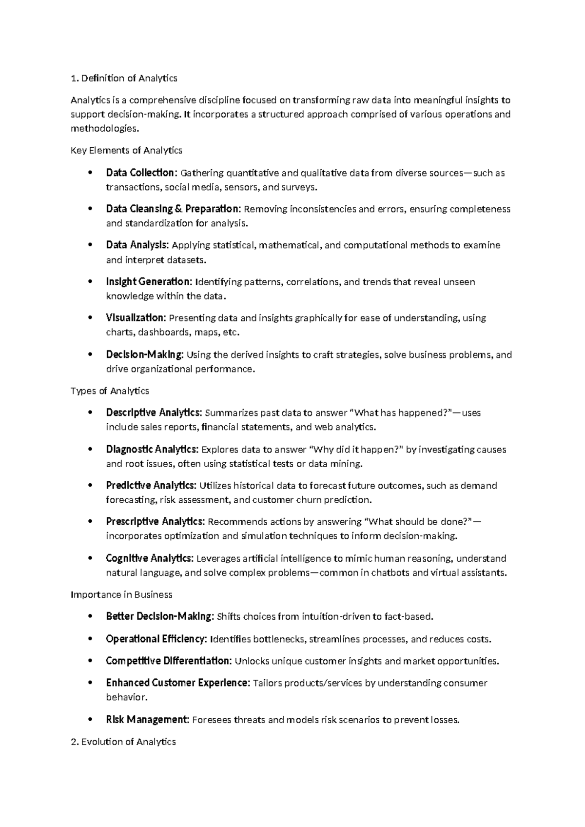 Unit 1: Business Analytics Basics - Key Concepts and Evolution - Studocu