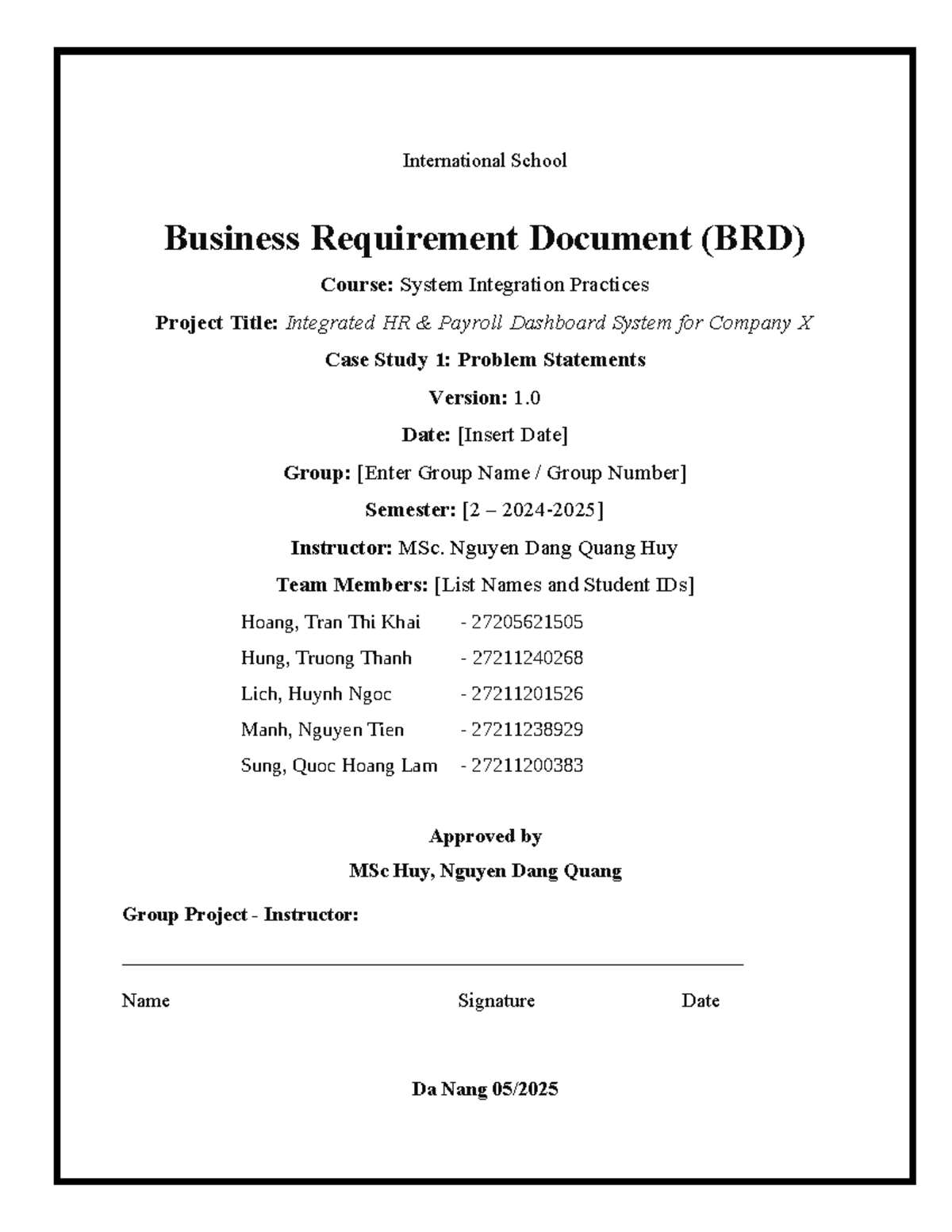 Integrated HR Payroll Dashboard System BRD - Case Study 1 - Studocu