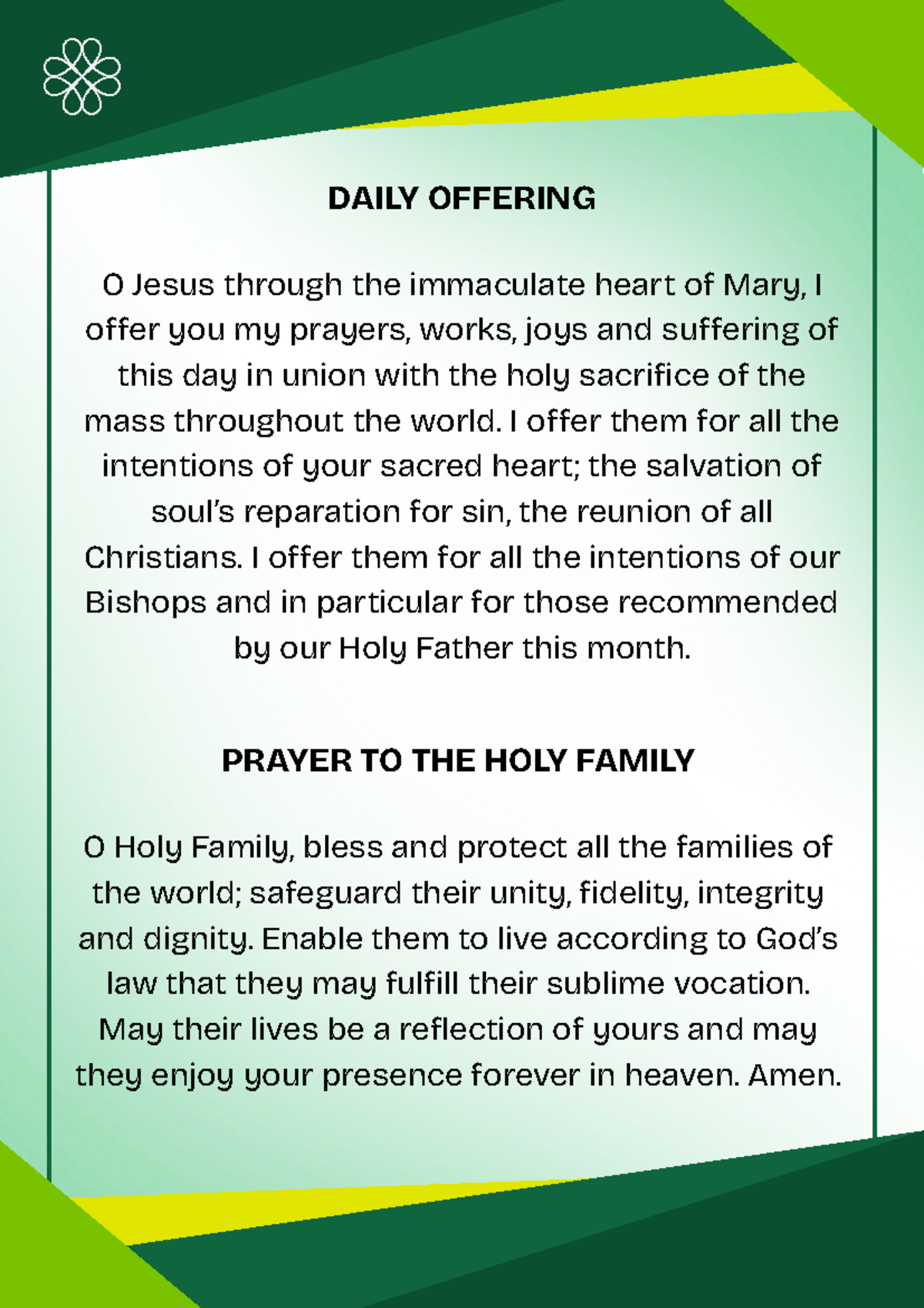 DAILY OFFERING PRAYERS: A Spiritual Reflection Guide - Studocu