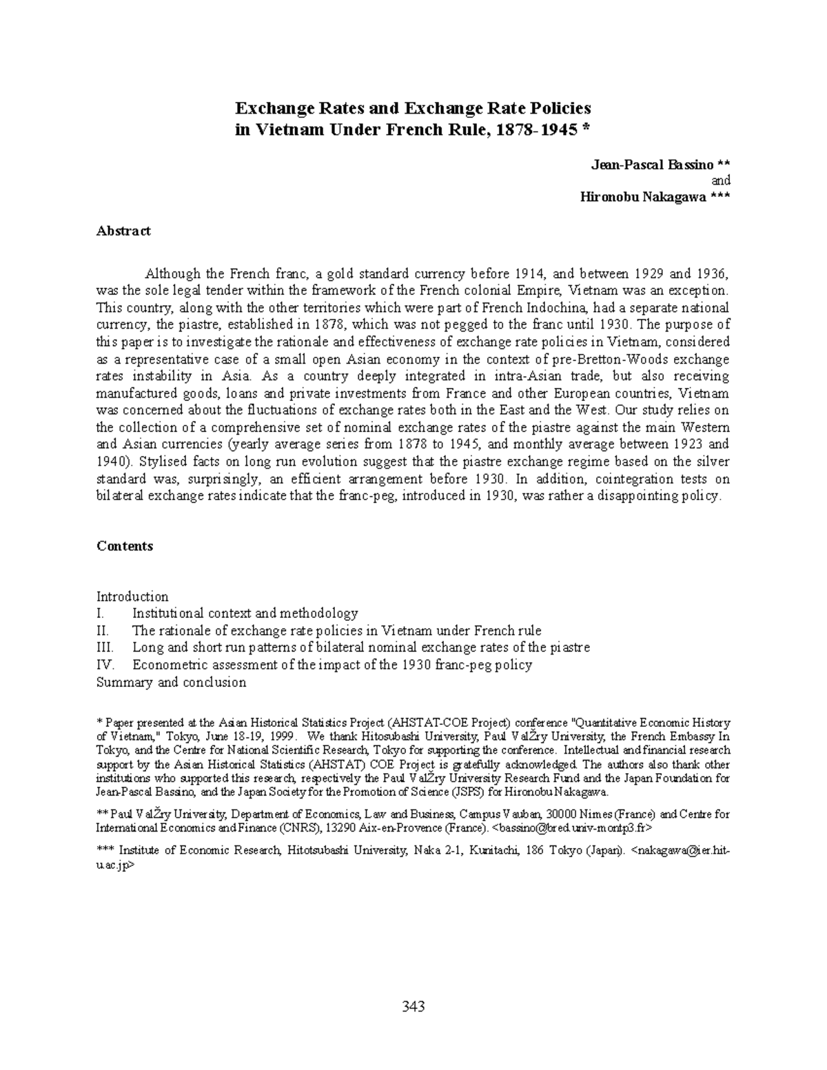 Exchange rate policies in Vietnam (BNV) under French rule: 1878-1945 ...