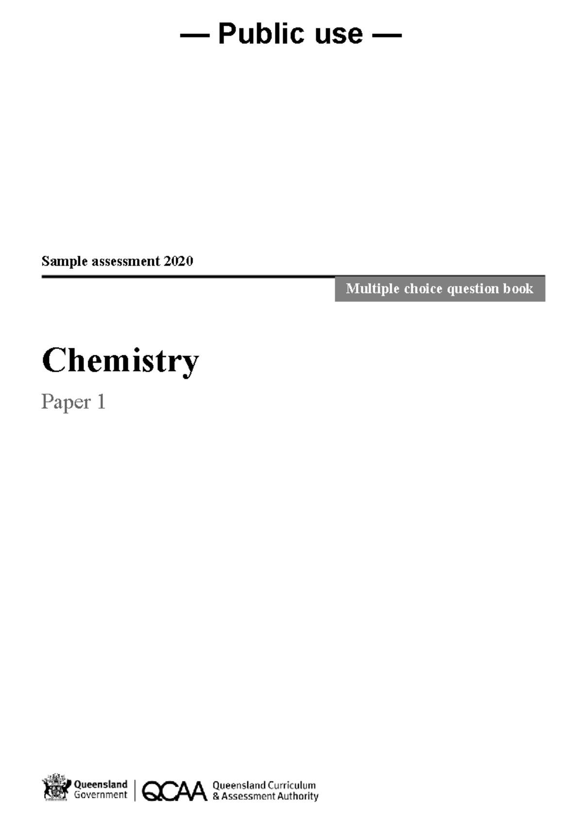 Snr Chemistry 20 EA Sample MC Questions Paper 1 - Studocu