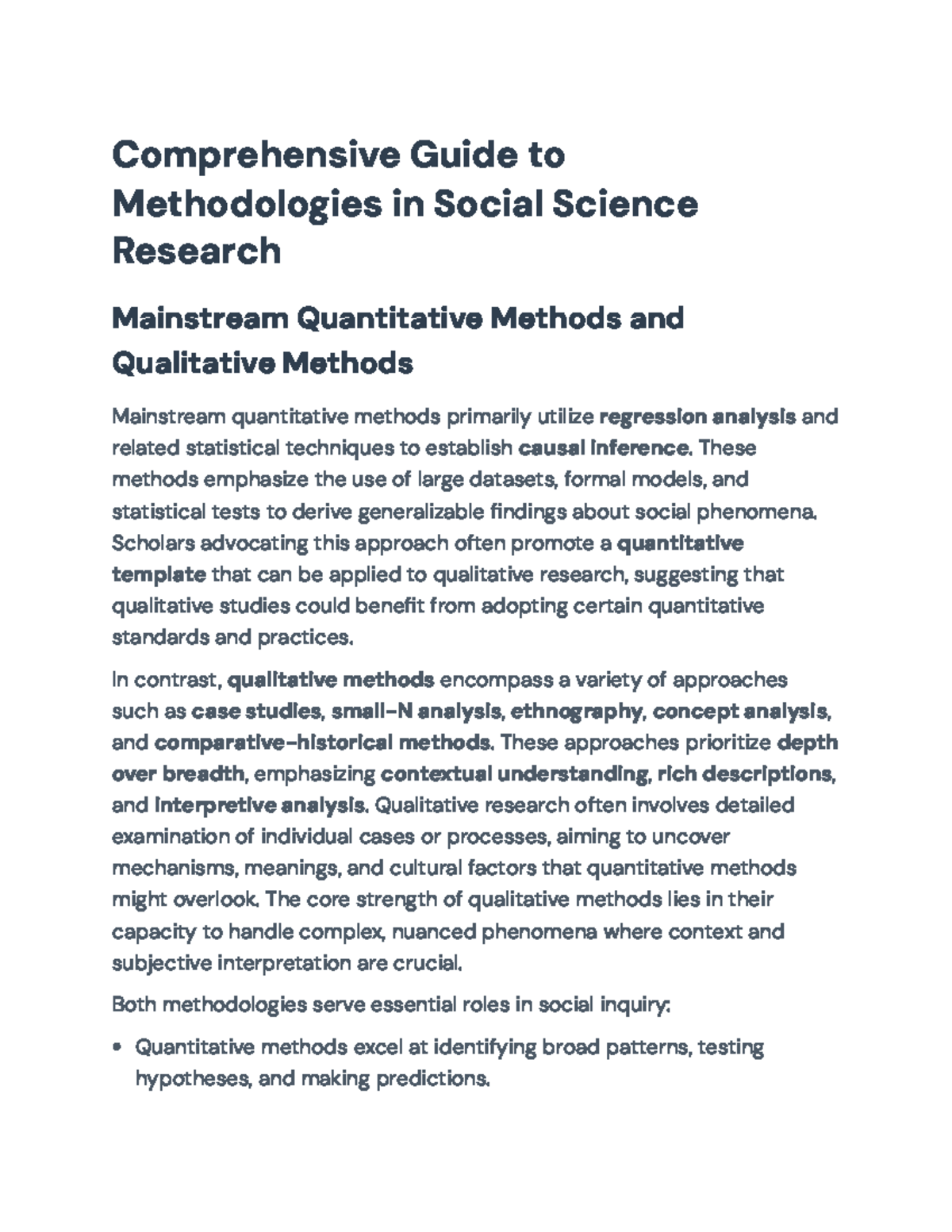 Comprehensive Guide to Methodologies in Social Science Research: Quant ...