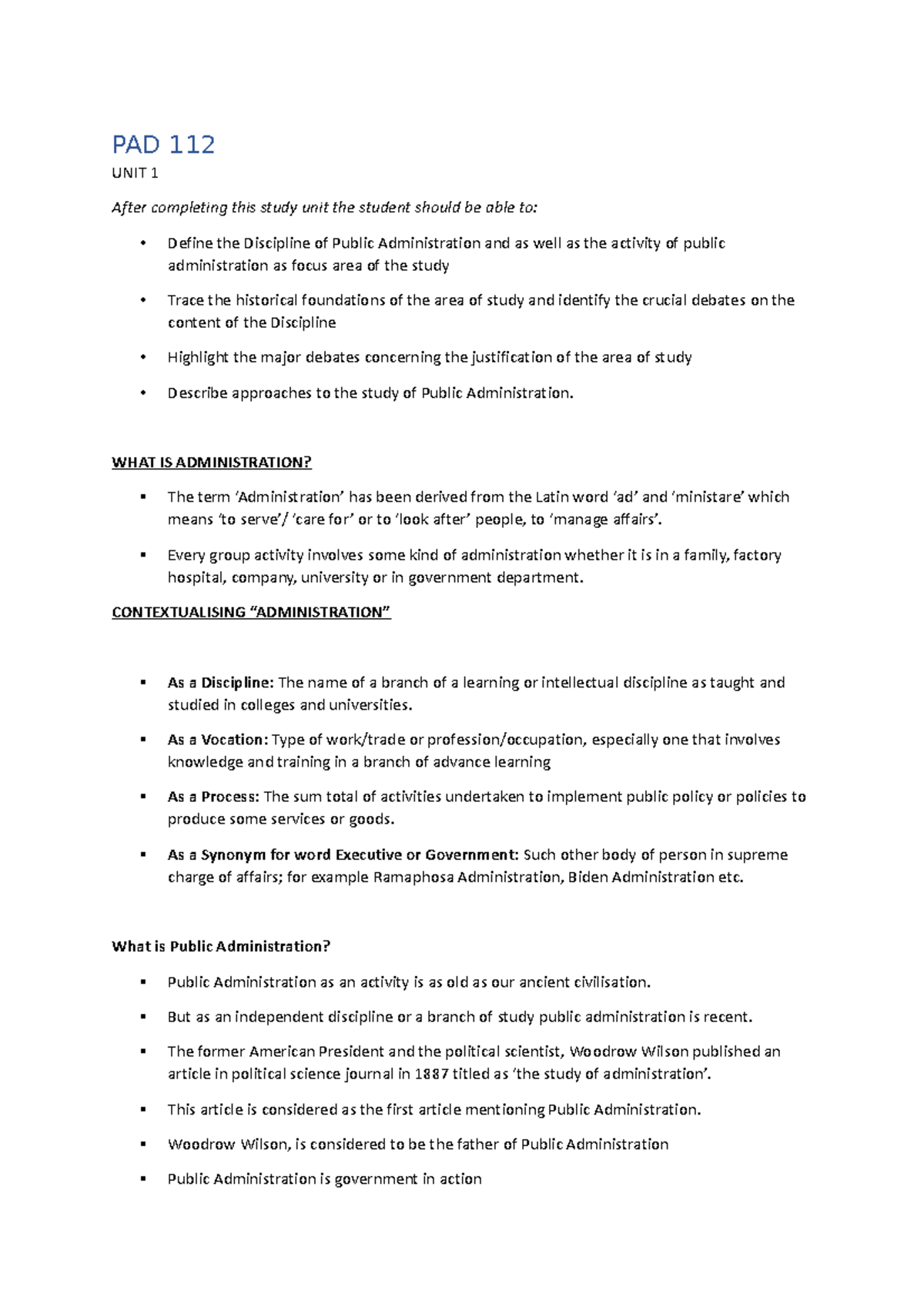 PAD 112 unit 1 - lecture notes or slides - PAD 112 UNIT 1 After ...