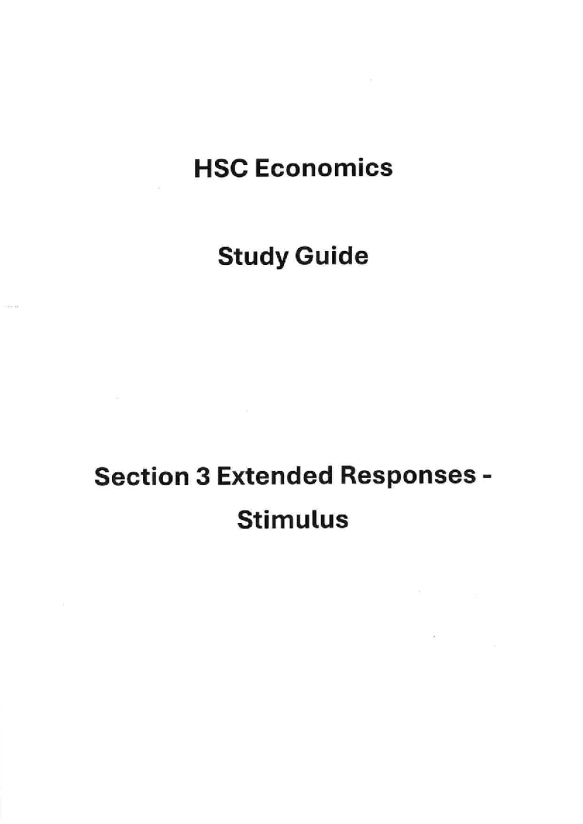 HSC Economics Study Guide: Section 3 Extended Response Stimulus 2024 ...