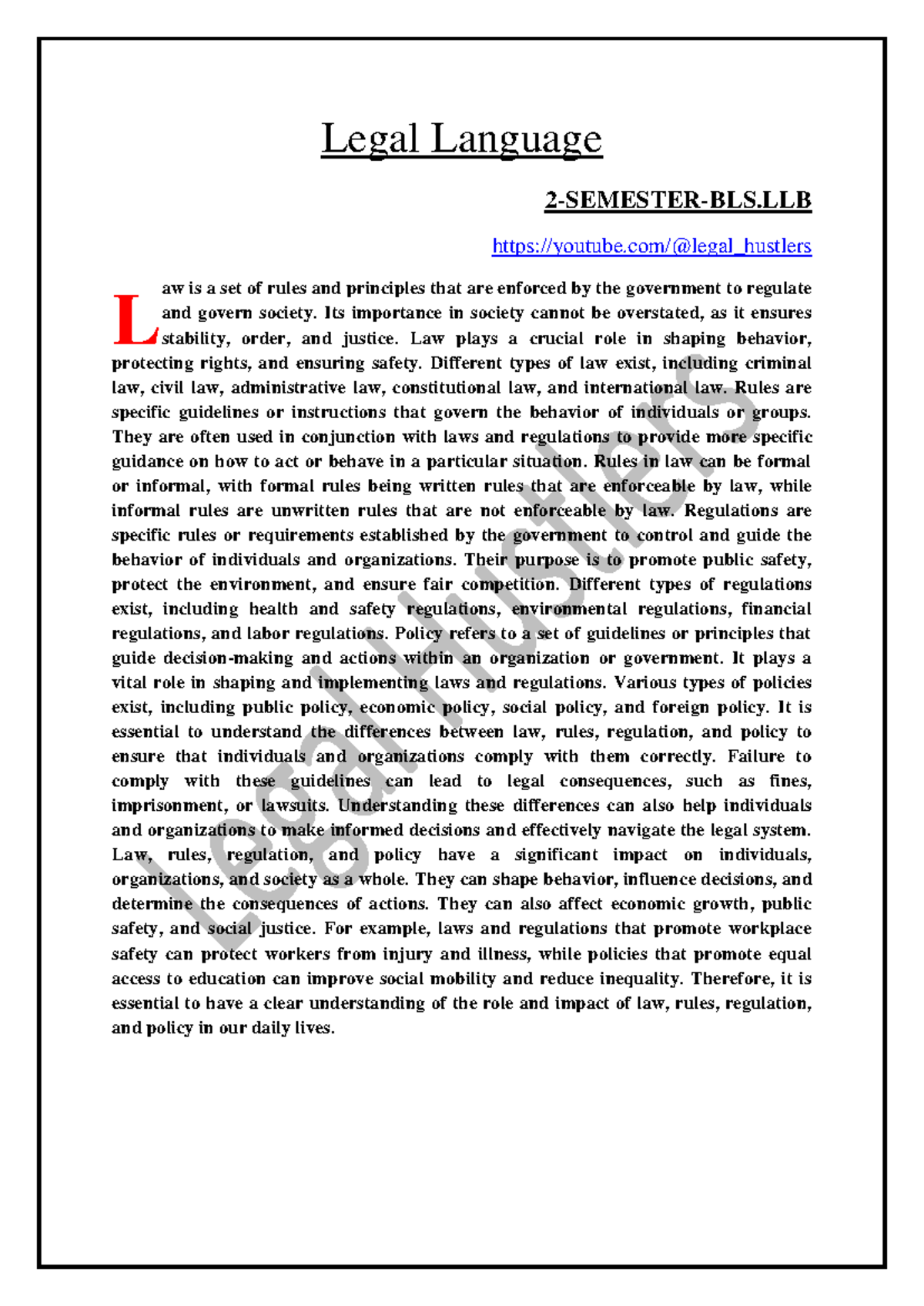 Legal language notes: Understanding law, rules, regulations, and policy ...