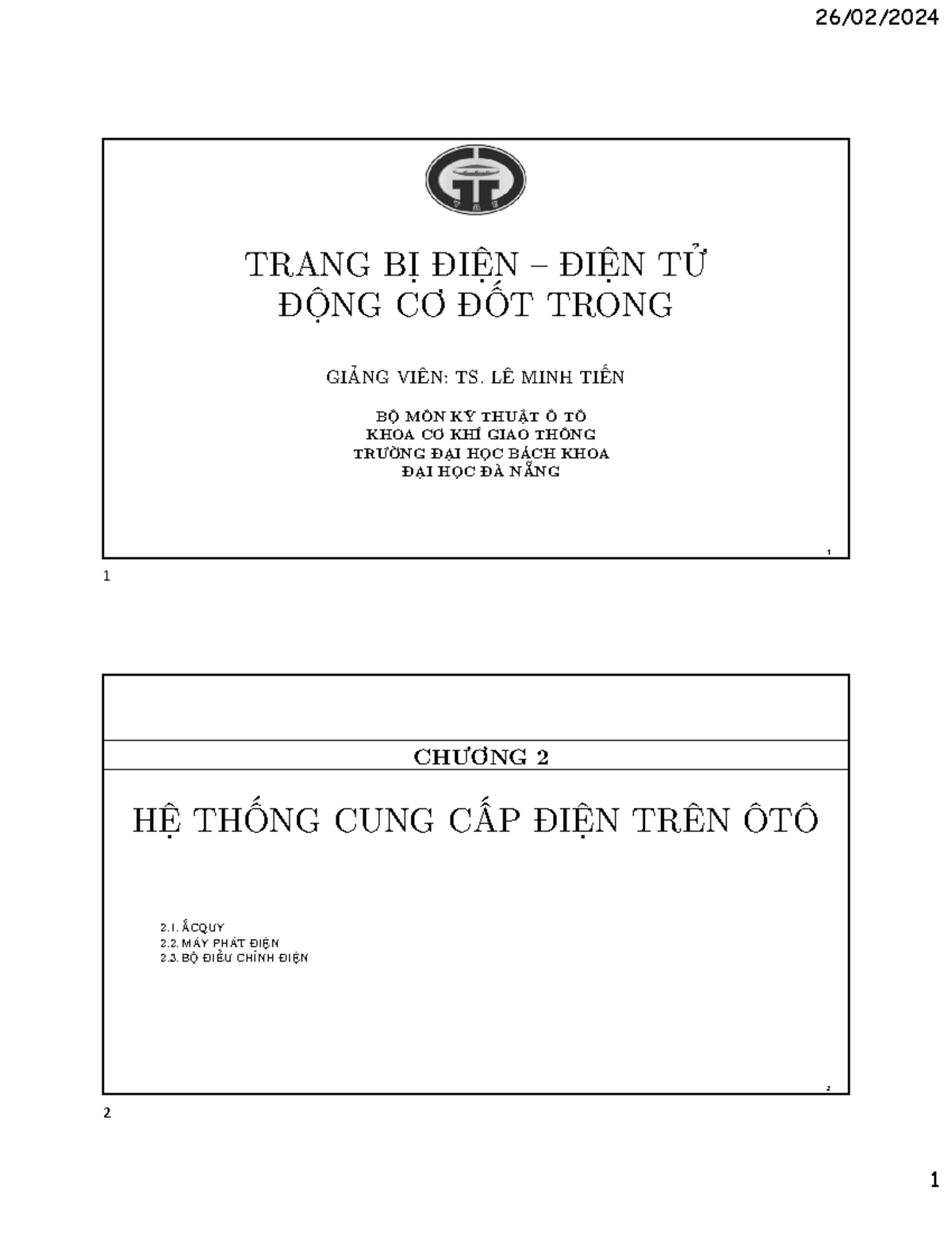Ch02 2 - vvvvvvvvv - GIẢNG VIÊN: TS. LÊ MINH TIẾN ####### 1 TRANG BỊ ...