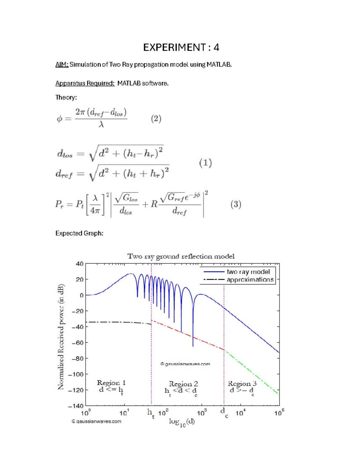 Exp 4deedsdasdwe - EXPERIMENT : 4 AIM: Simulation of Two Ray ...