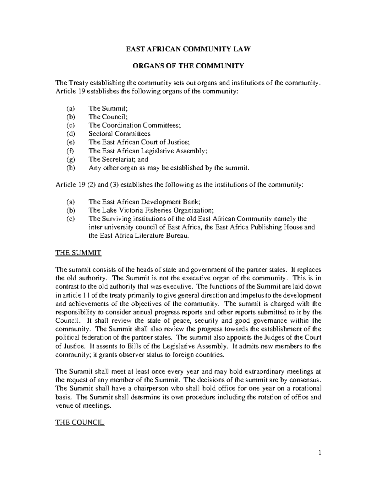 EAC Organs & Institutions Overview: Structures and Functions - Studocu