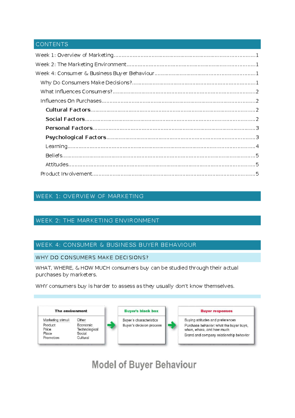 Tutorial Notes: Consumer Behavior & Marketing Insights (MKT 101) - Studocu