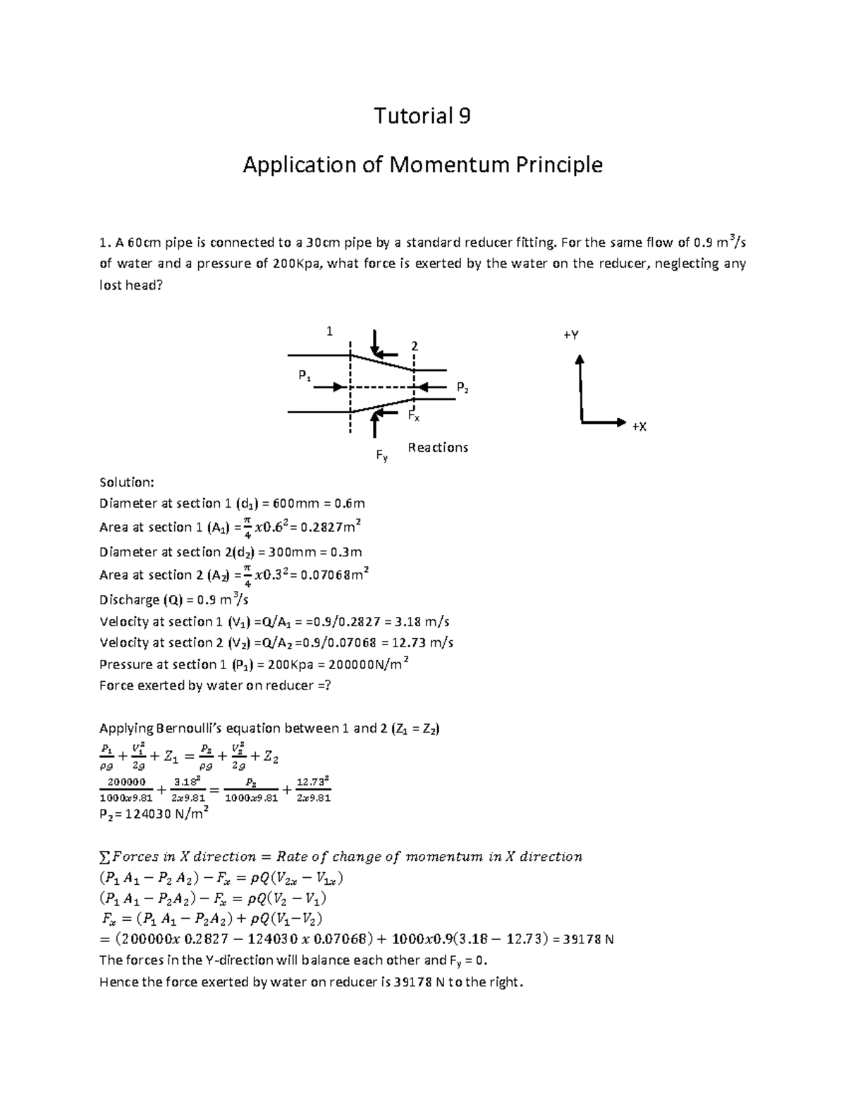 Momentum Principle Application Tutorial Solutions (ENGR 101) - Studocu