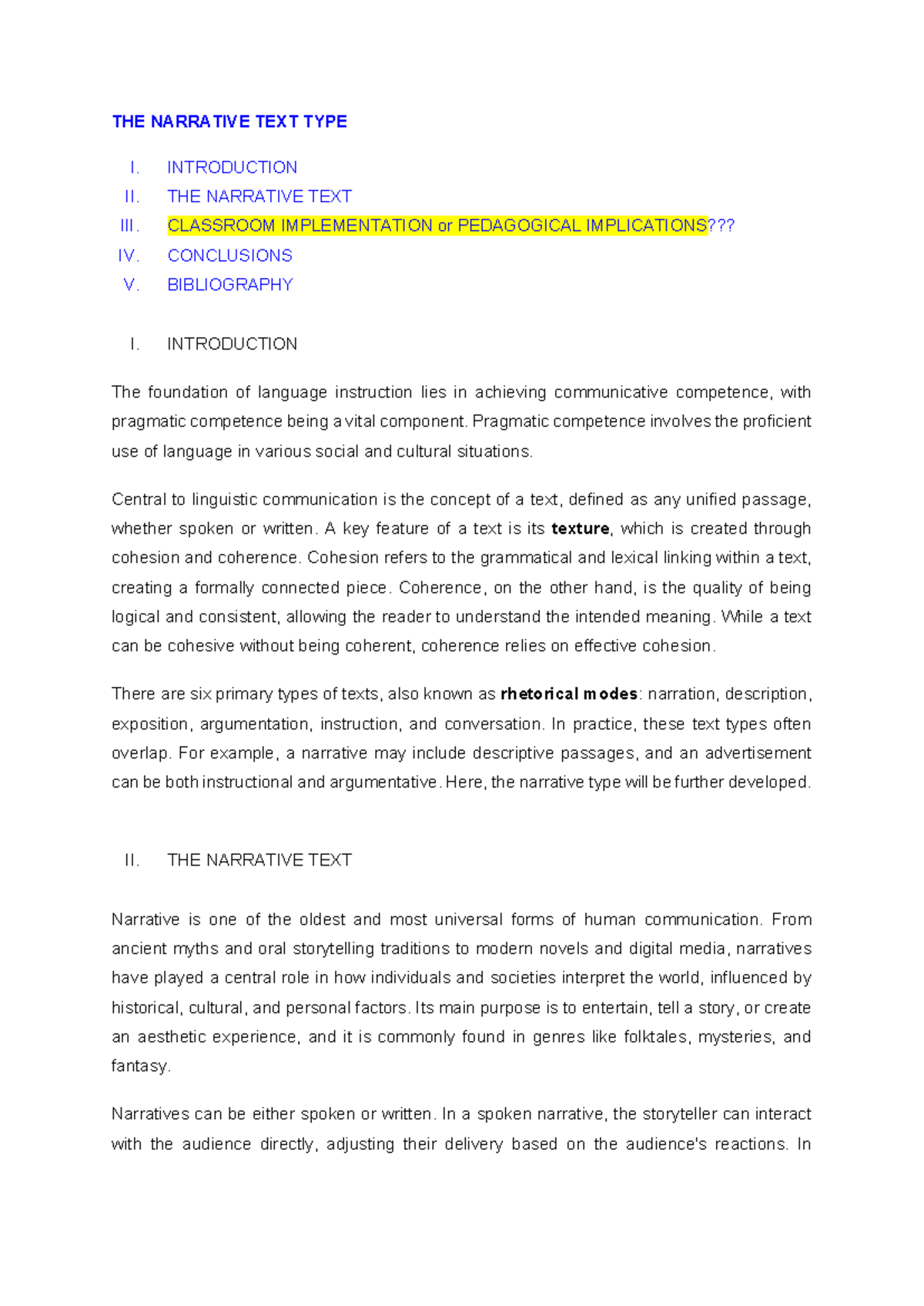 Narrative Text Type: Classroom Implementation & Pedagogical Insights ...