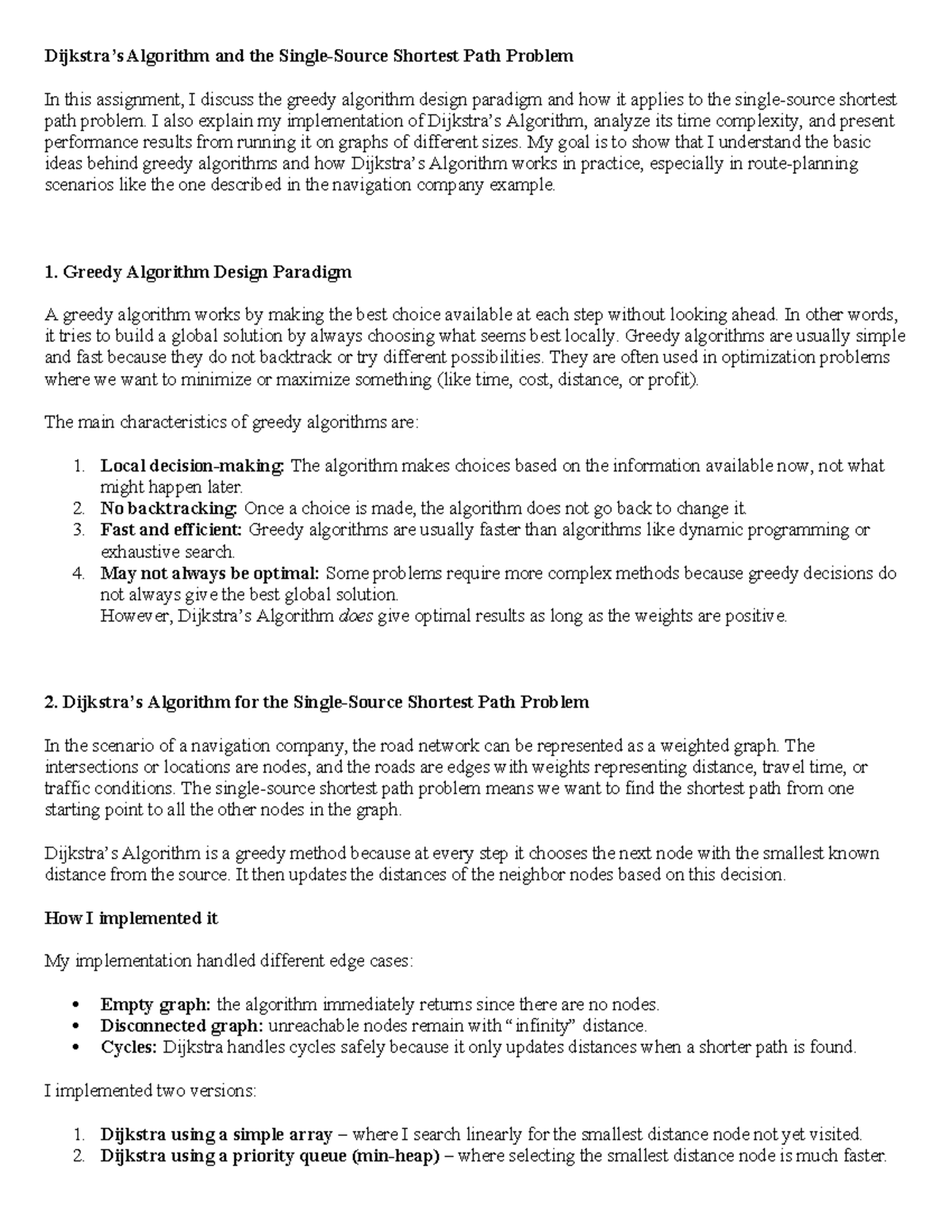 C3304 Written Assignment: Greedy Algorithm & Shortest Path Analysis ...