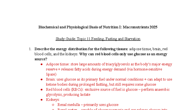 Final Exam Study Guide: Biochemical & Physiological Nutrition I ...