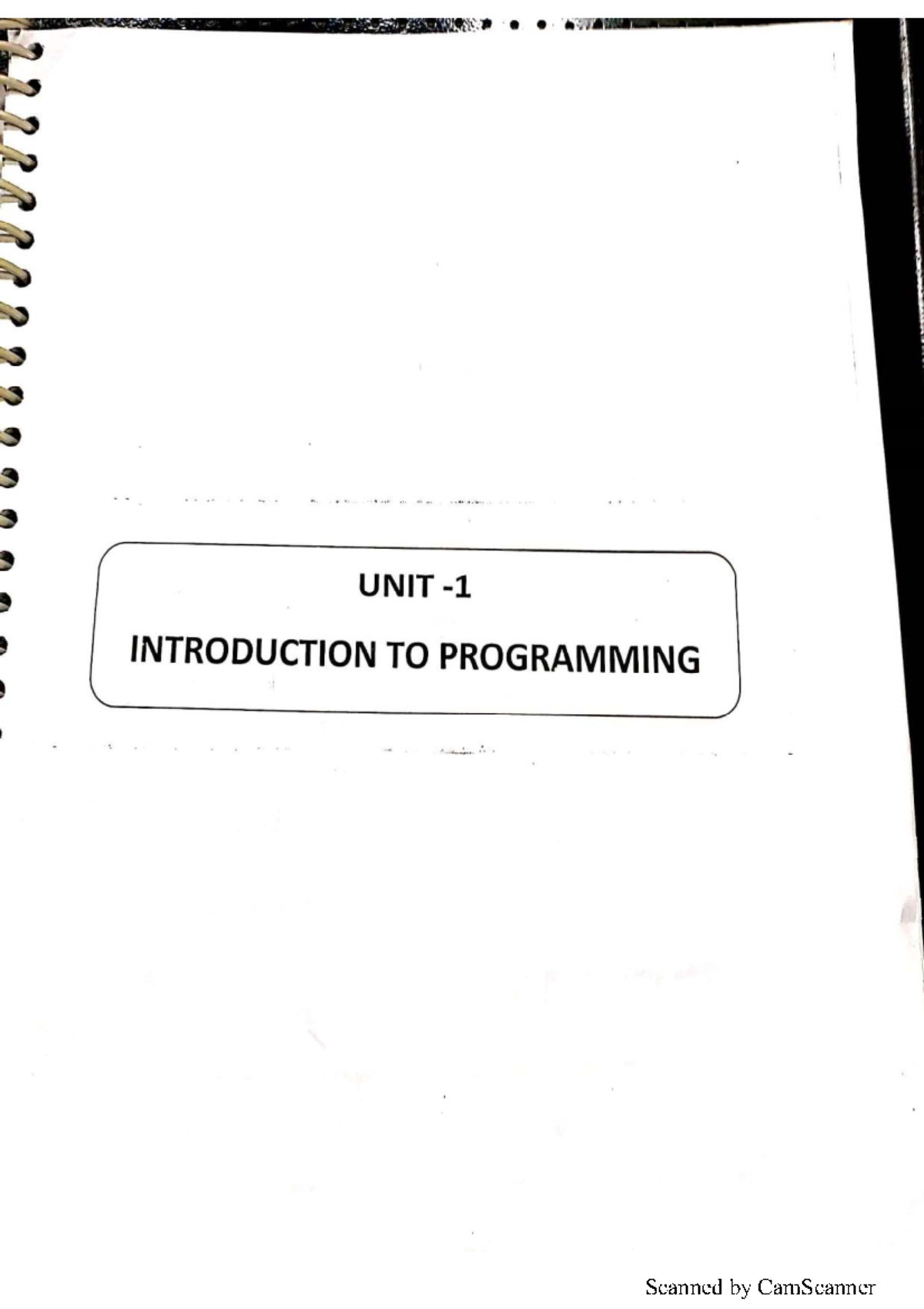 PPS UNIT-1: Introduction to Programming Concepts and Components - Studocu
