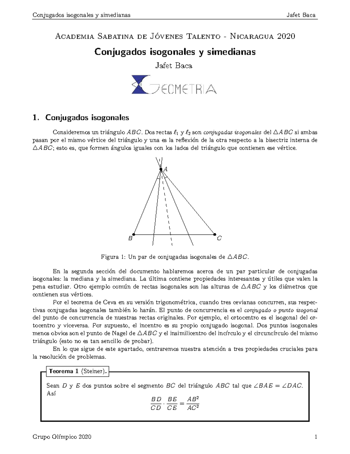 Conjugados Isogonales y Simedianas - Jafet Baca (2020) - Studocu