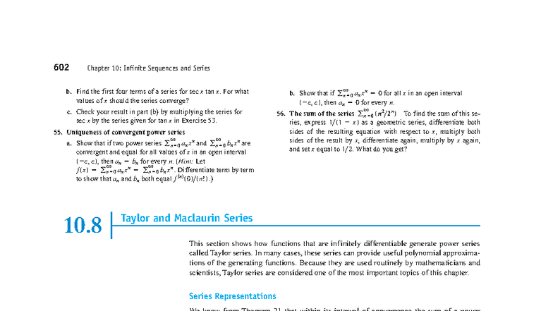 Chapter 10: Infinite Sequences and Series - Thomas Calculus 12th ...