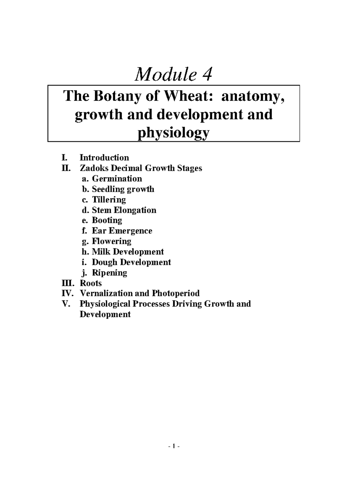 Module 4: The Botany of Wheat - Anatomy, Growth, Development, and ...