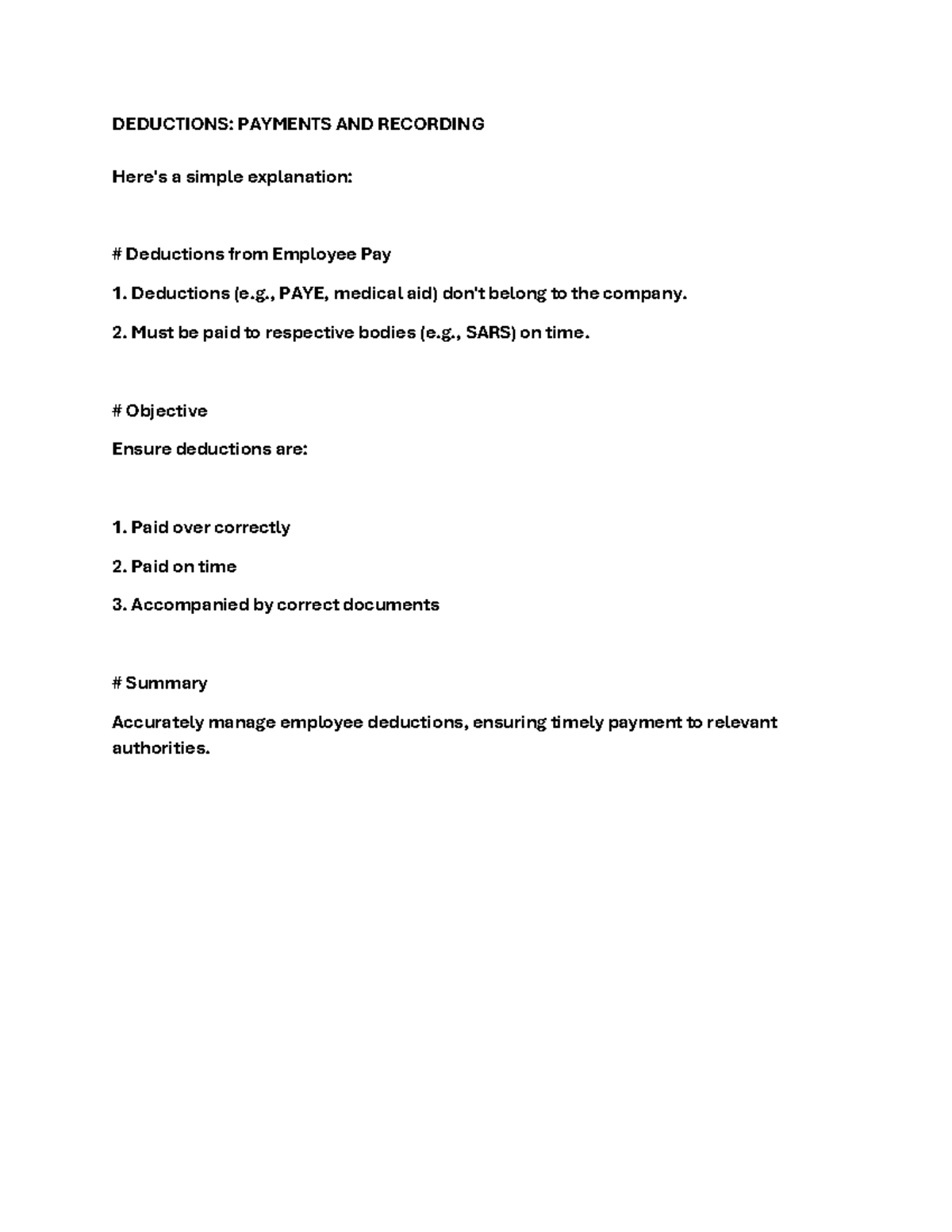 Deductions Payments AND Recording - DEDUCTIONS: PAYMENTS AND RECORDING ...