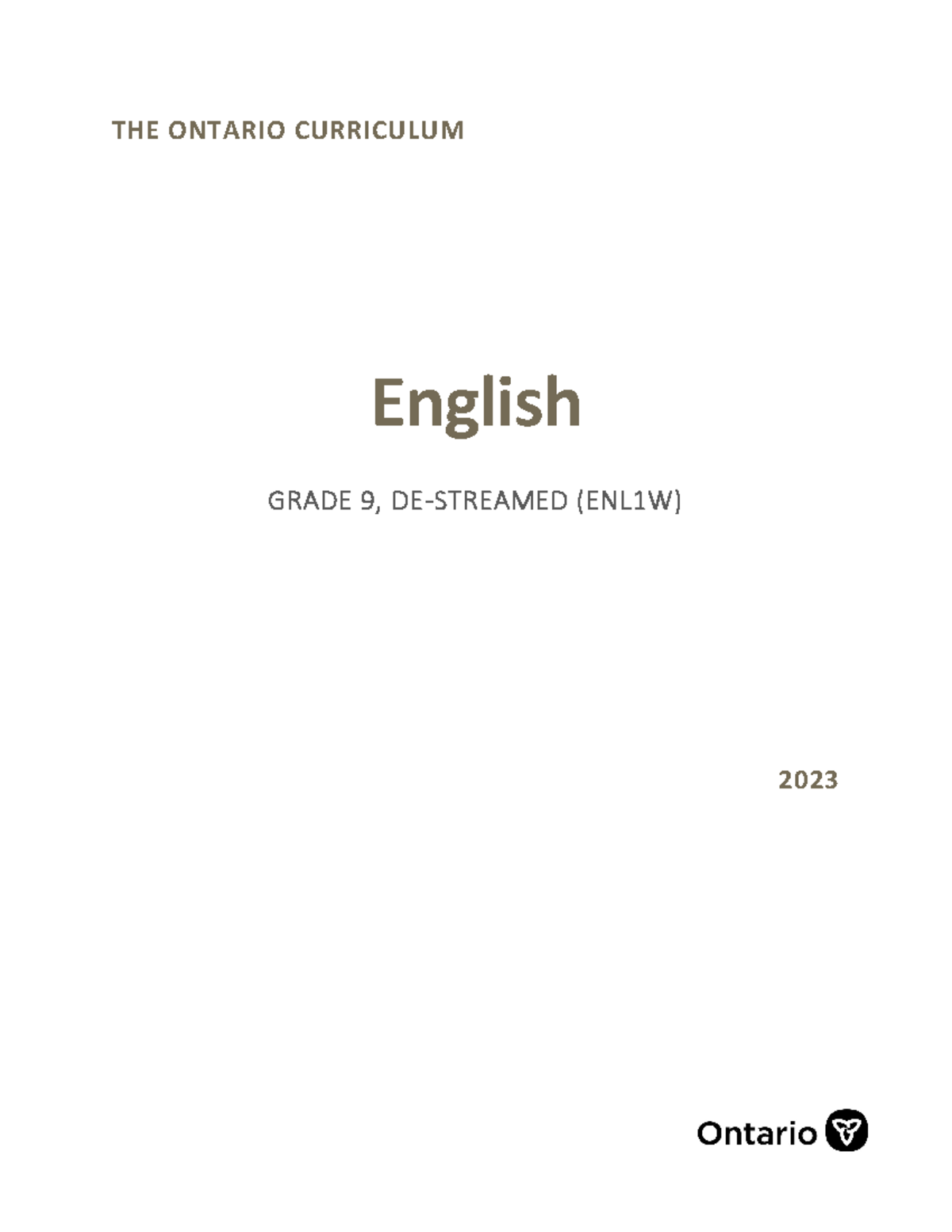 Grade 9 English Curriculum Overview and Expectations (ENL1W) - Studocu