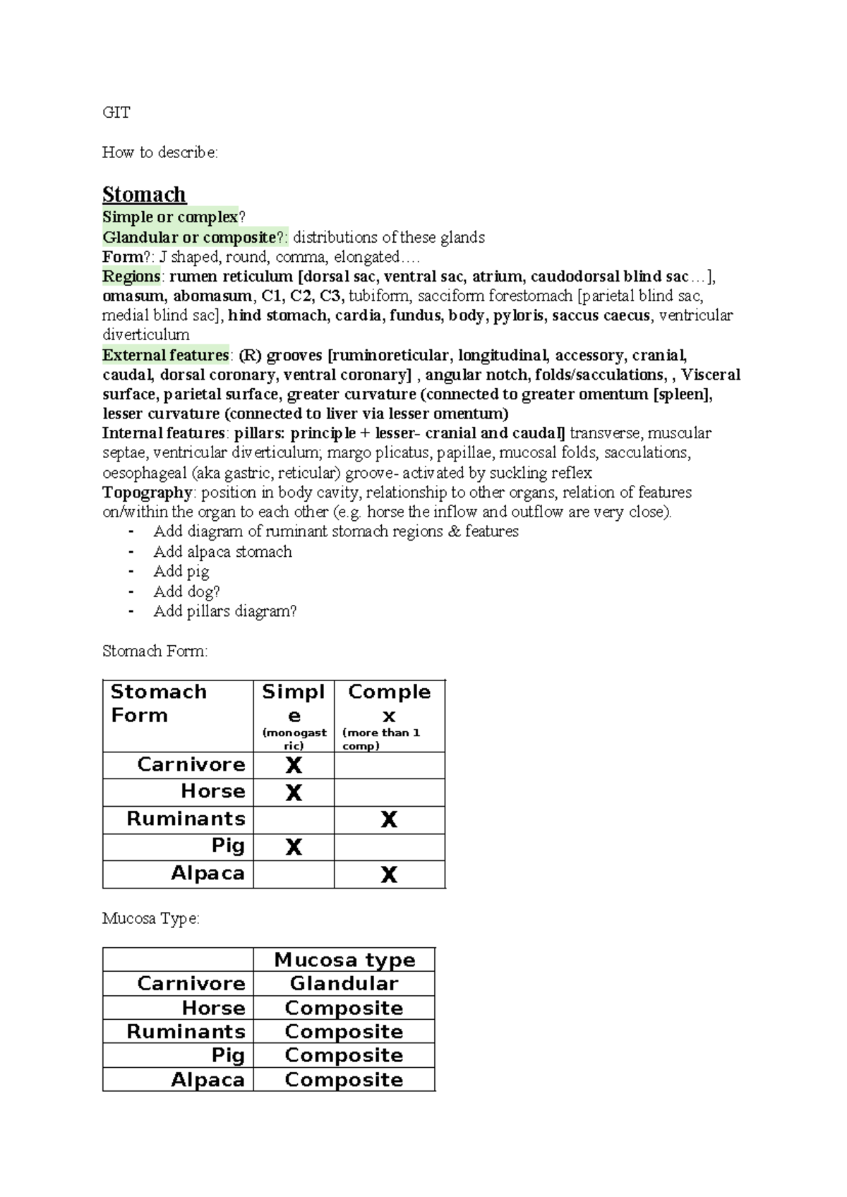 GIT 101: Comprehensive Overview of Stomach Anatomy and Function - Studocu