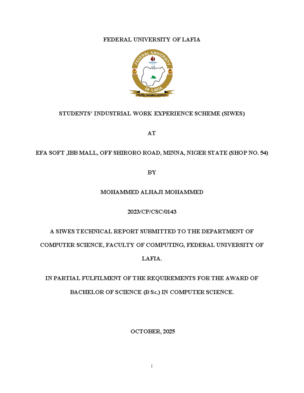SIWES Technical Report: Web Development Experience at Efa Soft (CS 2025 ...