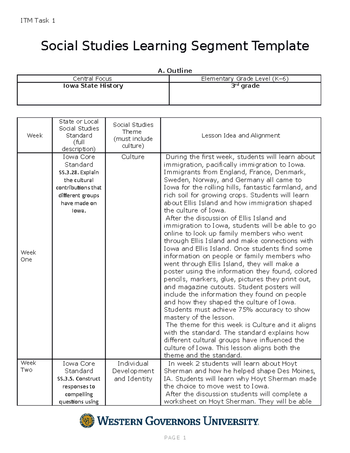 Social Studies Learning Segment Template (K-6): Inventions Impacting ...